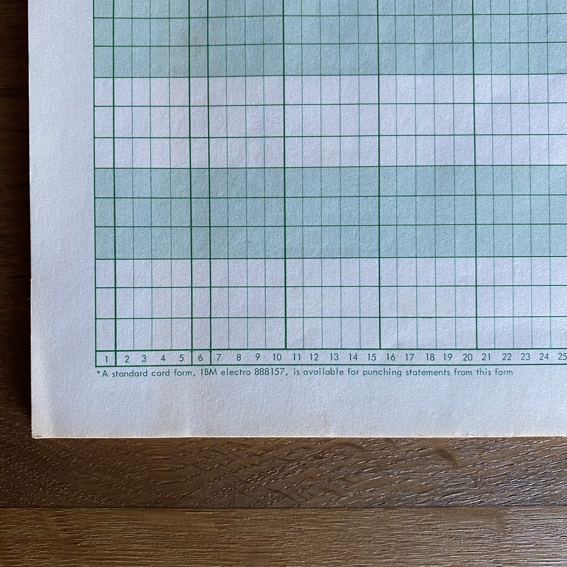 Vintage Pad Of 1970s Ibm Fortran Coding Form Paper Computer Programming Crafting Movie Prop 
