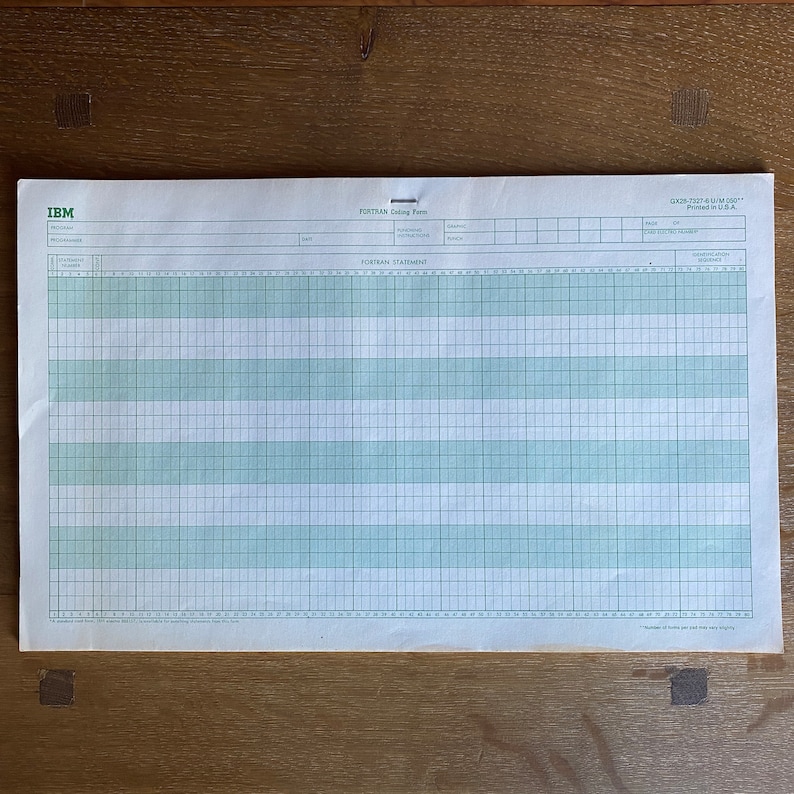 Vintage Pad of 1970s IBM FORTRAN Coding Form Paper Computer Programming ...