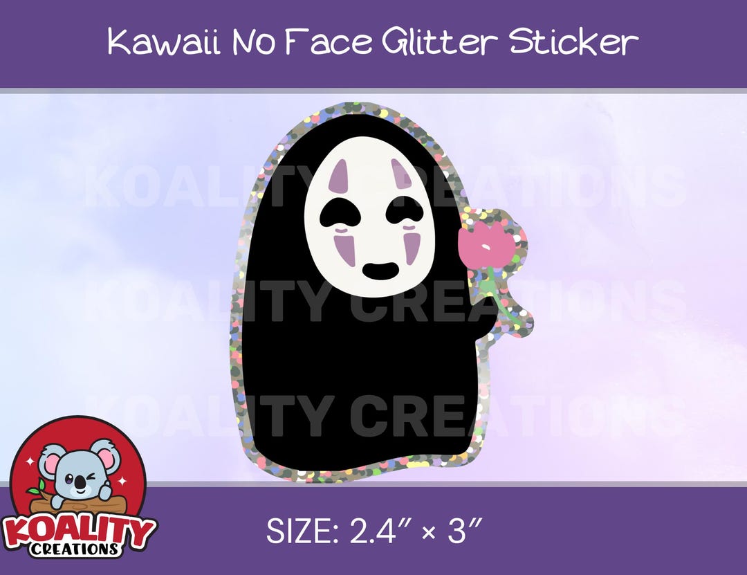 Chibi No Face Glitter Sticker | Studio Ghibli-inspired Cute Kawaii ...