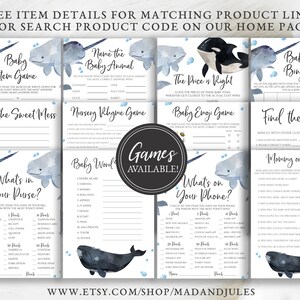 Whale Narwhal Baby Shower Game Nursery Rhyme Game Blue White Baby Boy ...
