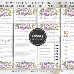 Lavender Purple Floral Word Scramble Baby Shower Game, Instant Download ...