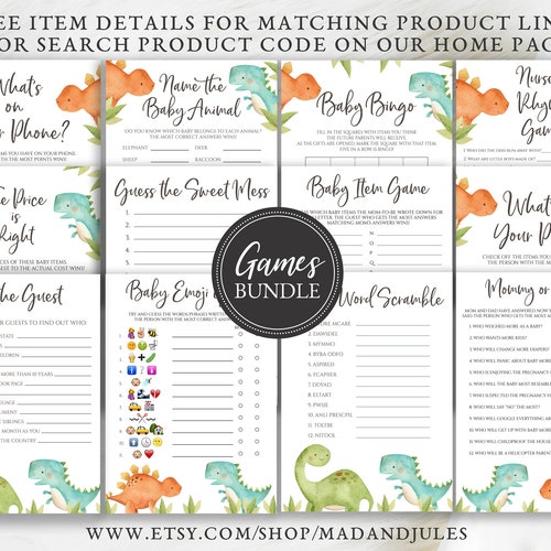Dinosaur Baby Shower Game Bundle Mommy Daddy Word Scramble - Etsy
