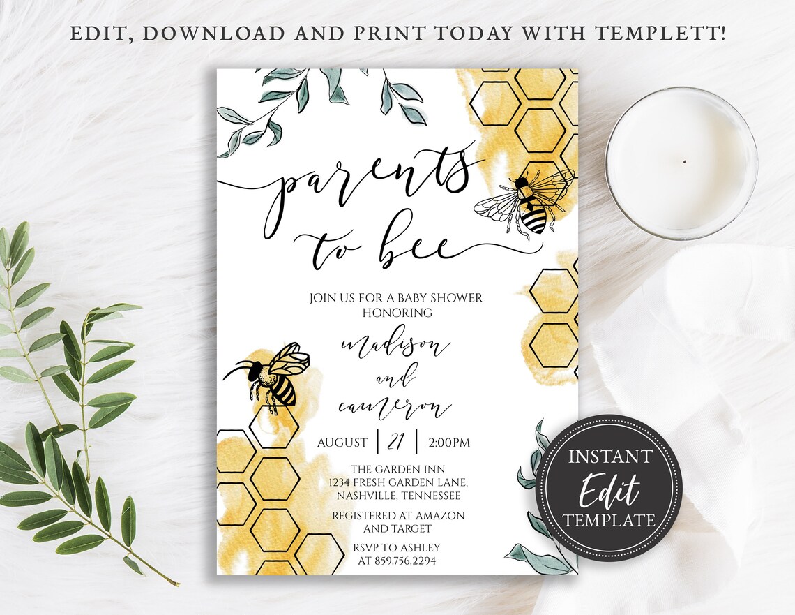 Parents to Bee Baby Shower Invitation Bumble Bee Shower | Etsy