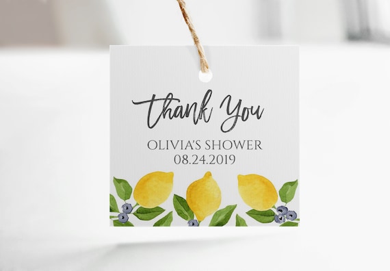 Lemon Favor Tag, Baby Shower, Bridal Shower, Lemon Gift Tag, Editable ...
