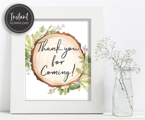 Rustic Thank You Table Sign, Shower Favor Sign, Woodland Baby Shower ...