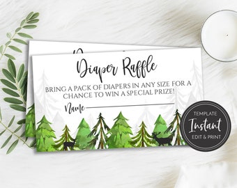 Diaper Raffle Invitation Insert Cards Printable Diaper - Etsy