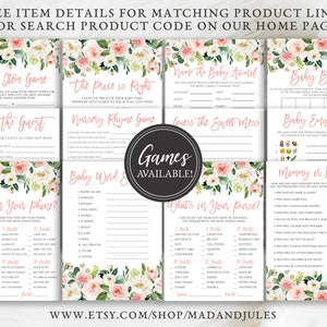 Blush Pink Nursery Rhyme Baby Shower Game Floral Flowers Digital ...