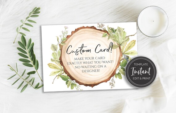 Rustic Detail Card Template, Custom Card Insert, Baby Shower, Bridal ...