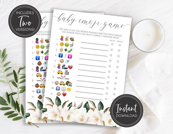Magnolia Baby Shower Game Baby Emoji Game Emoji Shower Game - Etsy