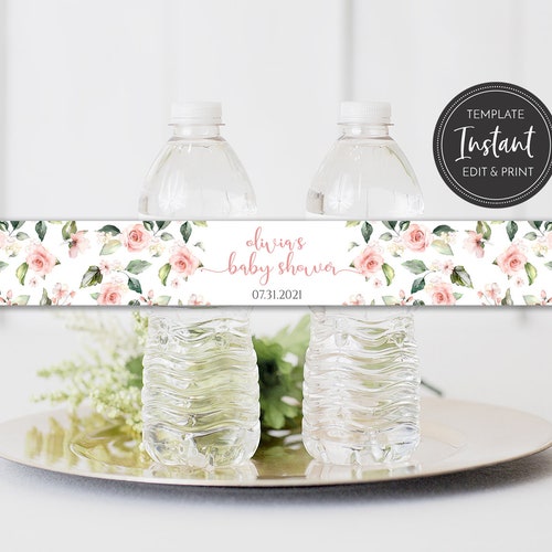EDITABLE Blush Pink Bottle Label Water Labels Printable - Etsy