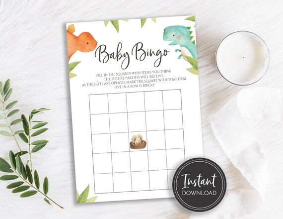 Dinosaur Baby Bingo Baby Shower Game Orange Blue Green T-rex - Etsy