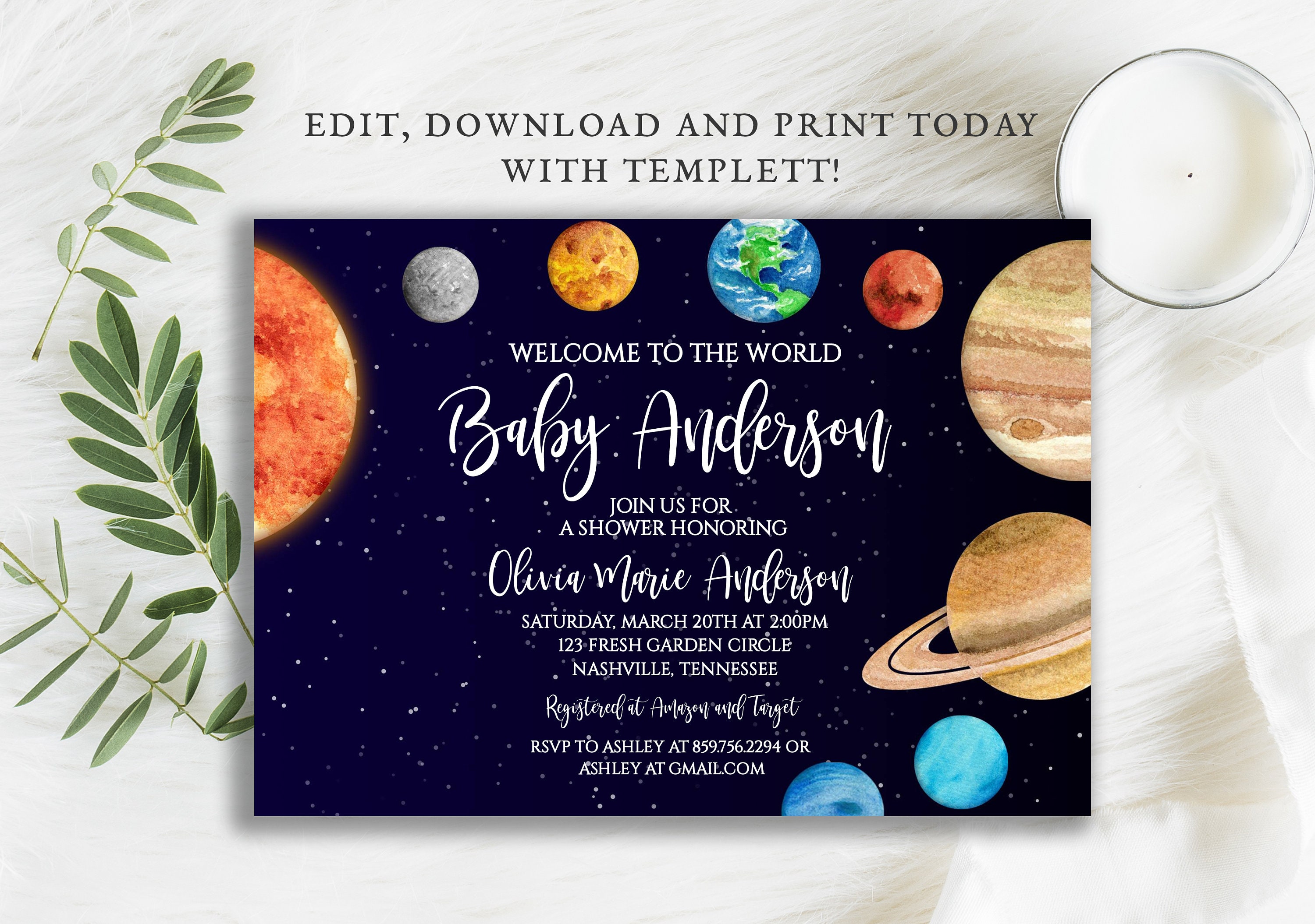 Space Planets Solar System Baby Shower Invitation Welcome to - Etsy
