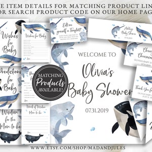 Whale Baby Shower Game Word Scramble Blue White Baby Boy Shower Digital ...