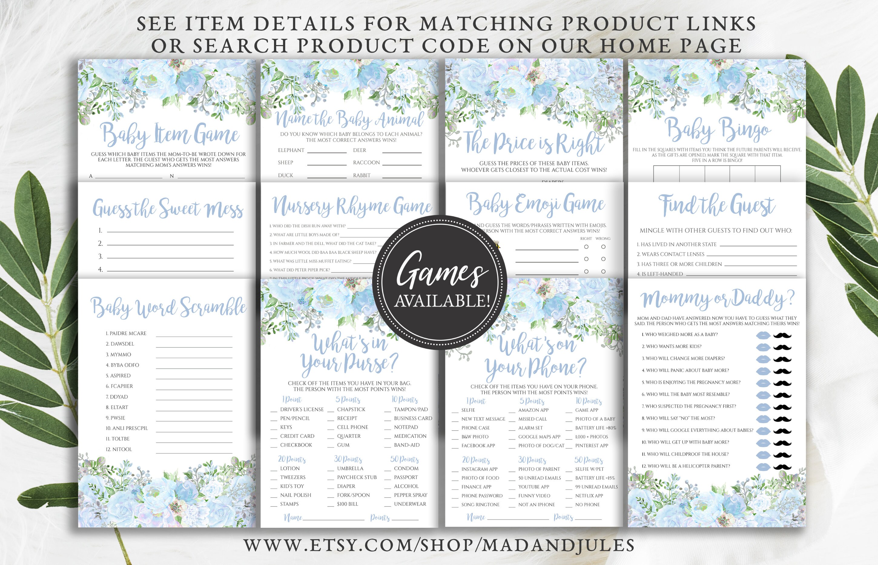 Light Blue Baby Shower Game: Name the Baby Animal (digital Download) - Etsy