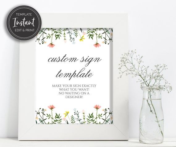 Wildflower Custom Sign Template, Baby Shower Table Sign, Bridal Shower ...