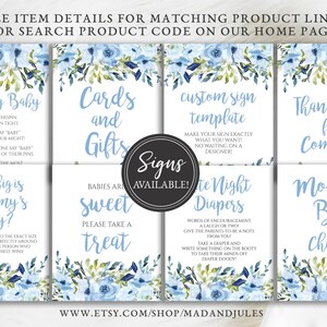 Blue Floral Favor Tag Template Blue Gift Tag Boy Baby | Etsy