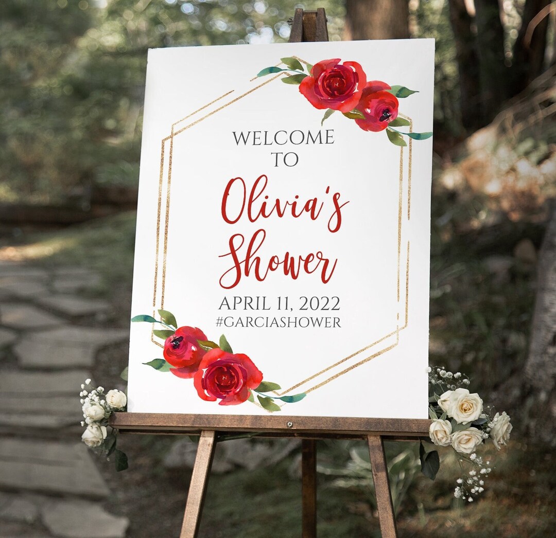 Red Roses Welcome Sign Template, Shower Poster, 18x24, 16x20, Baby ...