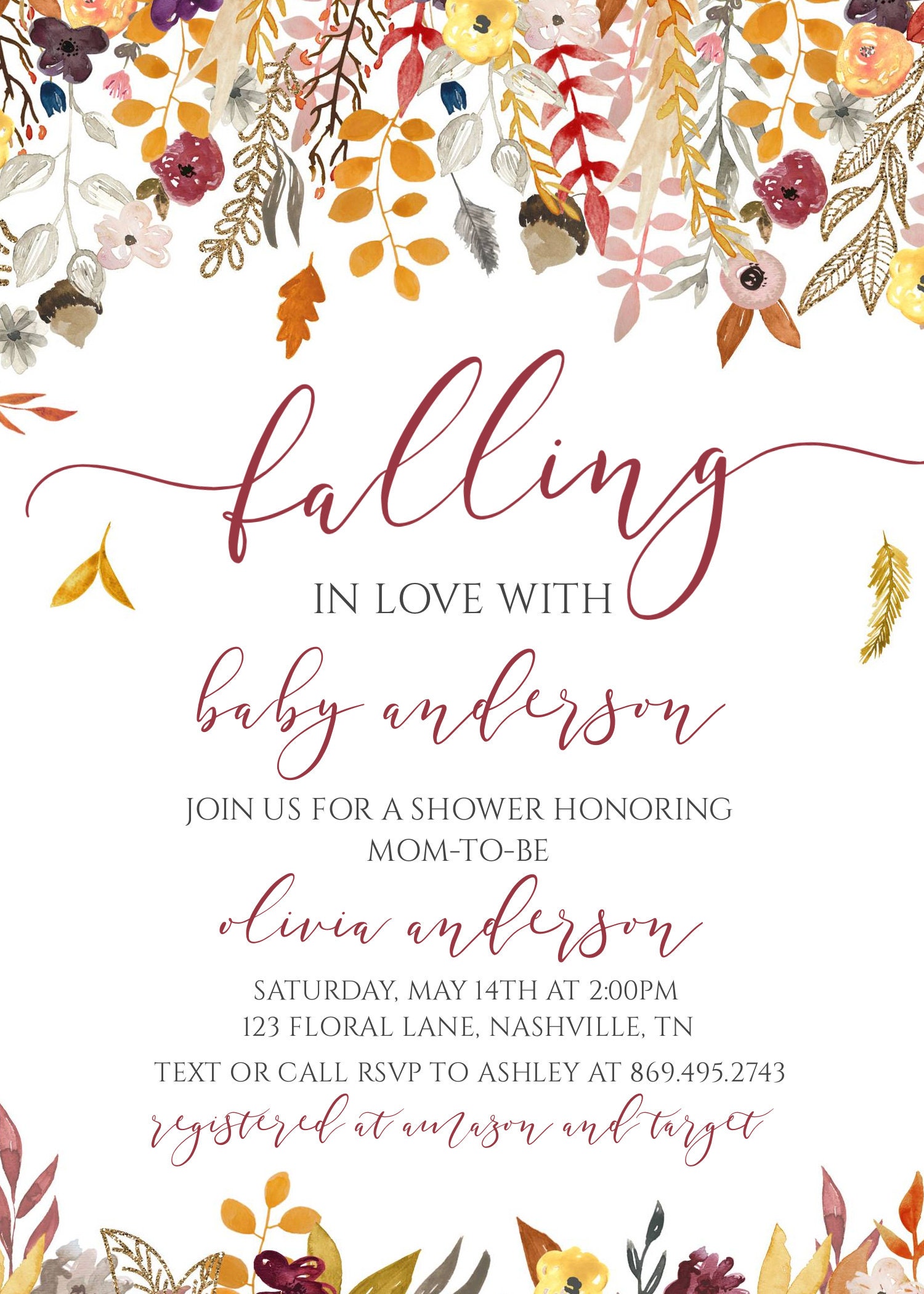 Falling in Love With Baby Shower Invitation Fall Leaves | Etsy