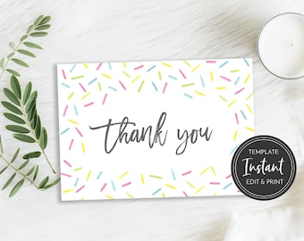 BABY SPRINKLE Thank You Card Flat & Folded A2 Sized Instant Download - Etsy