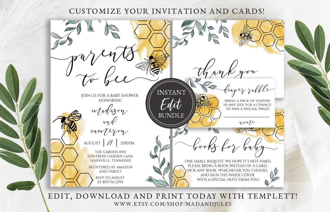 Parents to Bee Baby Shower Bundle Invitation Books for Baby - Etsy