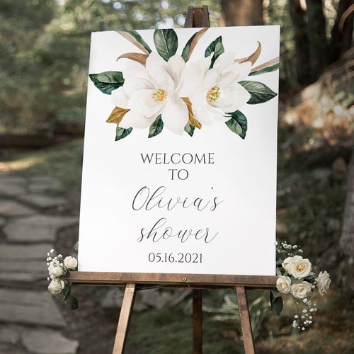 Magnolia Welcome Sign Template Wedding or Bridal Shower - Etsy