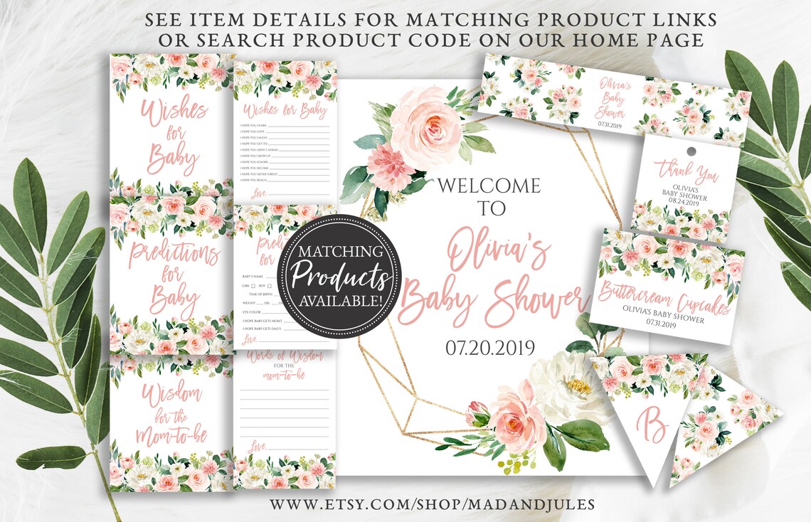 Blush Pink Nursery Rhyme Baby Shower Game Floral Flowers | Etsy