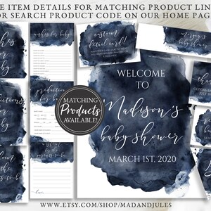 Navy Blue Watercolor Baby Shower Invitation Baby Boy Digital Instant ...