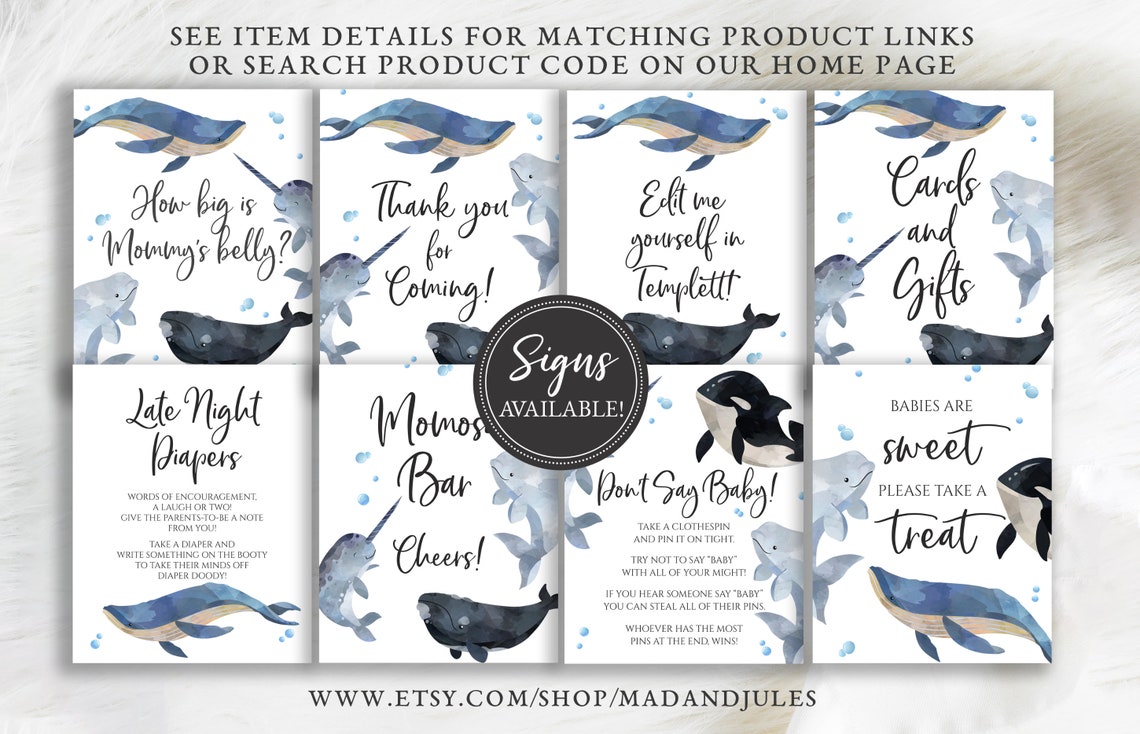 Whale Baby Shower Game Word Scramble Blue White Baby Boy | Etsy