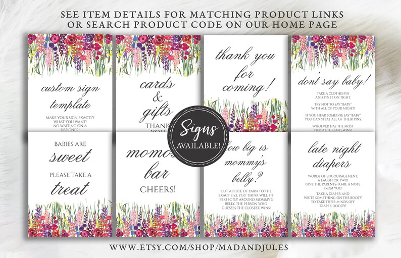 Purple Wildflower Shower Menu Template Baby Shower Menu - Etsy