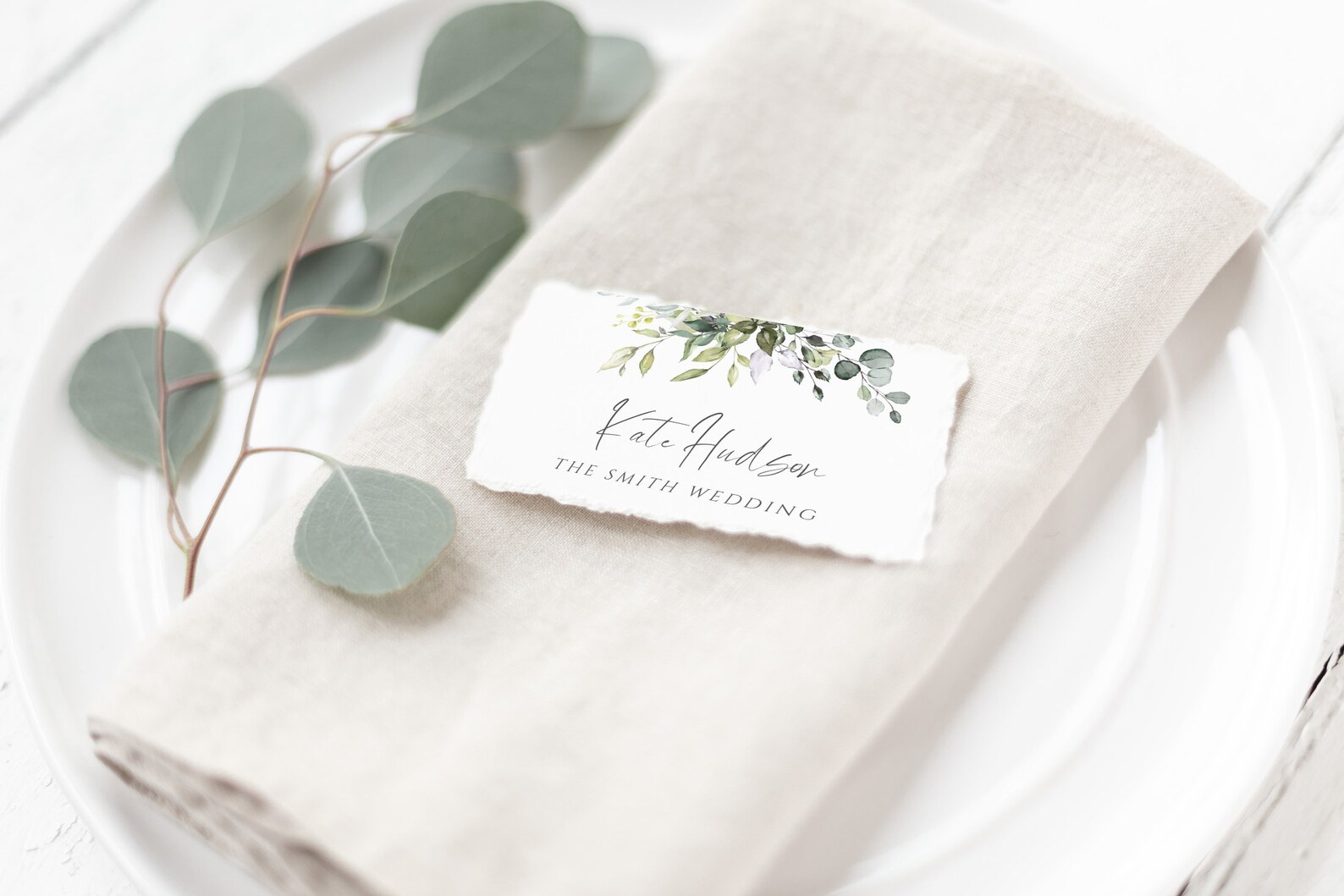 Greenery Place Card Template Wedding Place Card Instant | Etsy