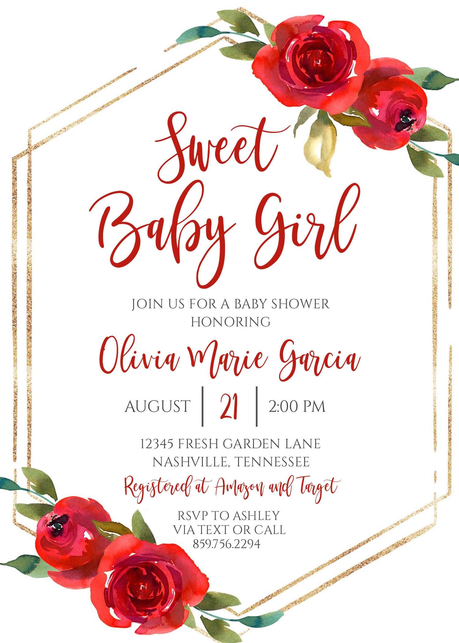 Red Roses Baby Shower Bundle Invitation Books for Baby | Etsy