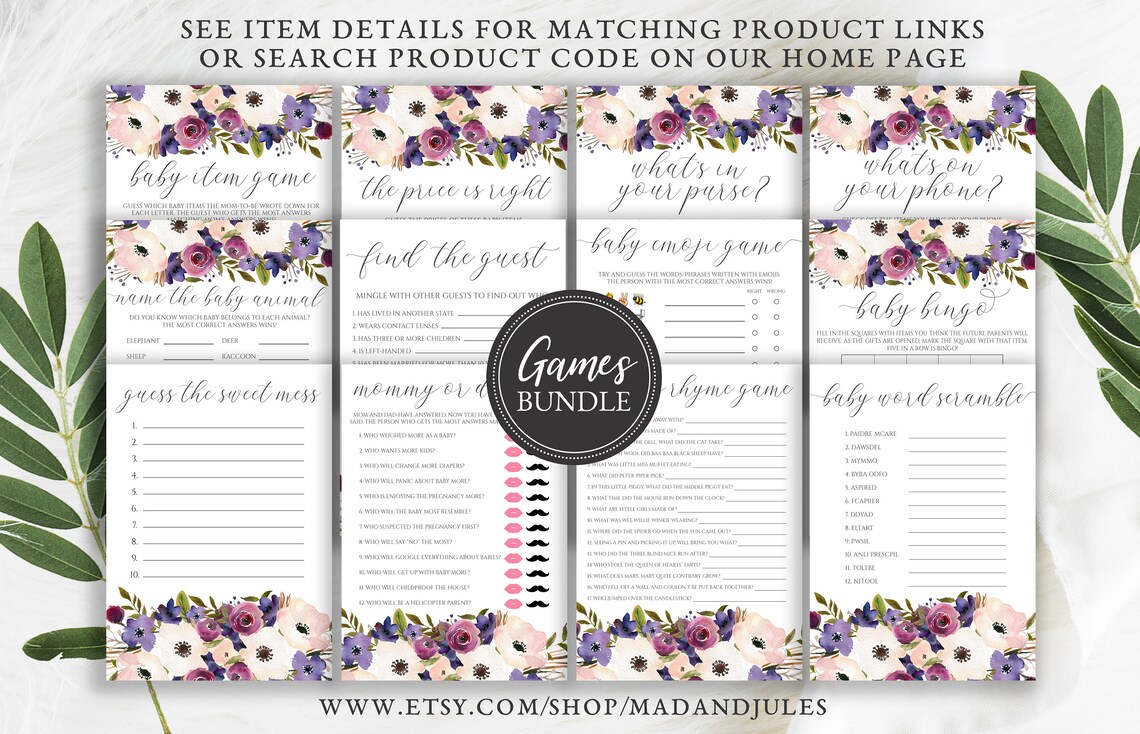 Purple Baby Shower Game Bundle Mommy or Daddy Word Scramble - Etsy