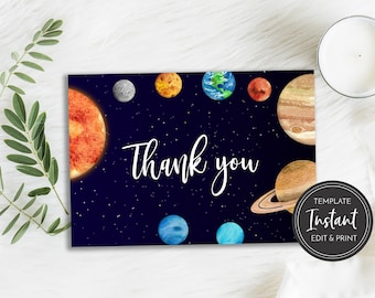 Space Thank You Card | Etsy