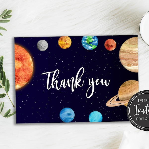 Space Theme Thank You Card - Etsy