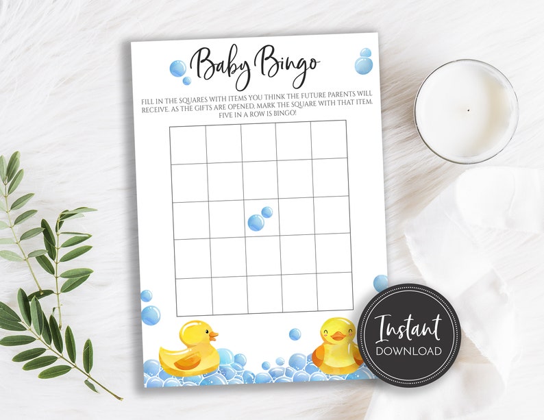 Rubber Ducky Baby Bingo Baby Shower Game Blue Yellow Ducks - Etsy