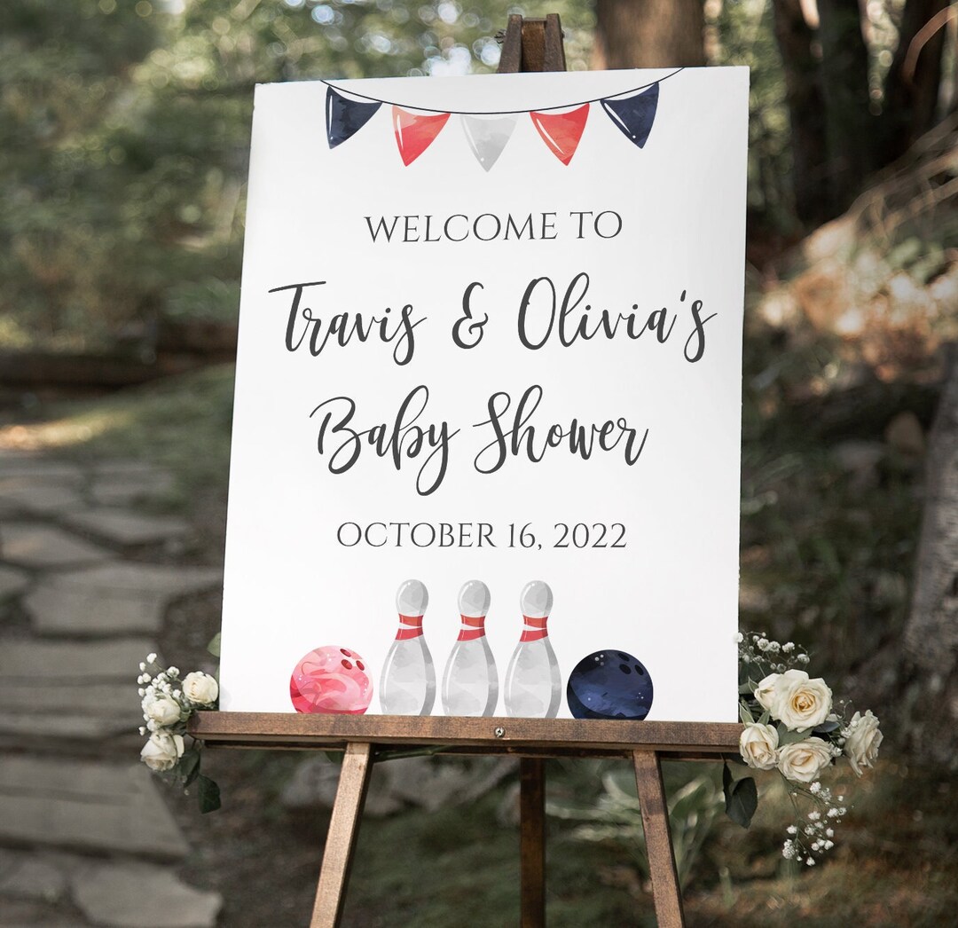 Bowling Baby Shower Welcome Sign Template Shower Poster - Etsy