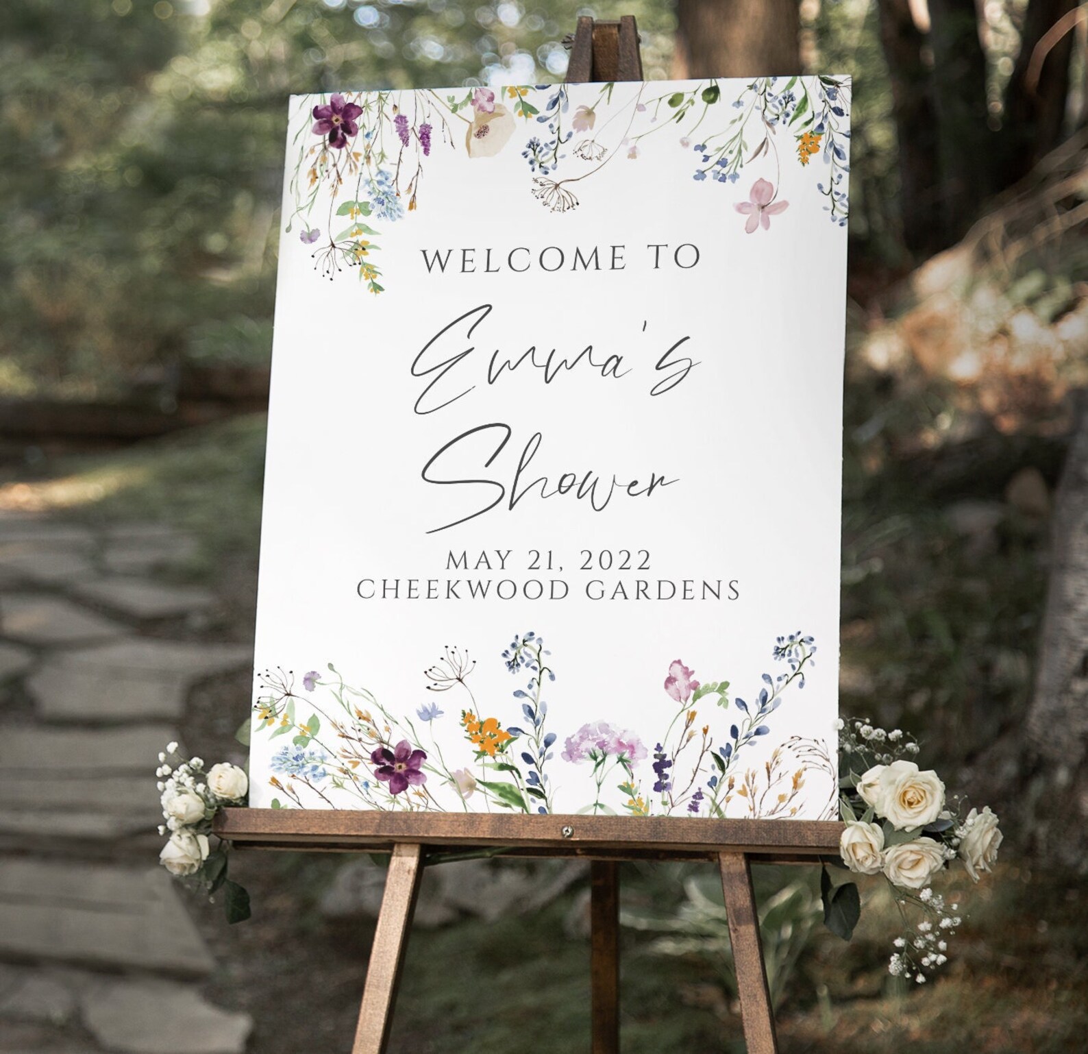 Wildflower Welcome Sign Template Shower Poster Baby in - Etsy