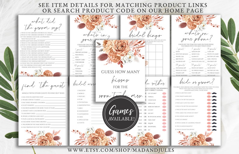 Boho Recipe Cards Bridal Shower Recipe Card Instant Digital | Etsy