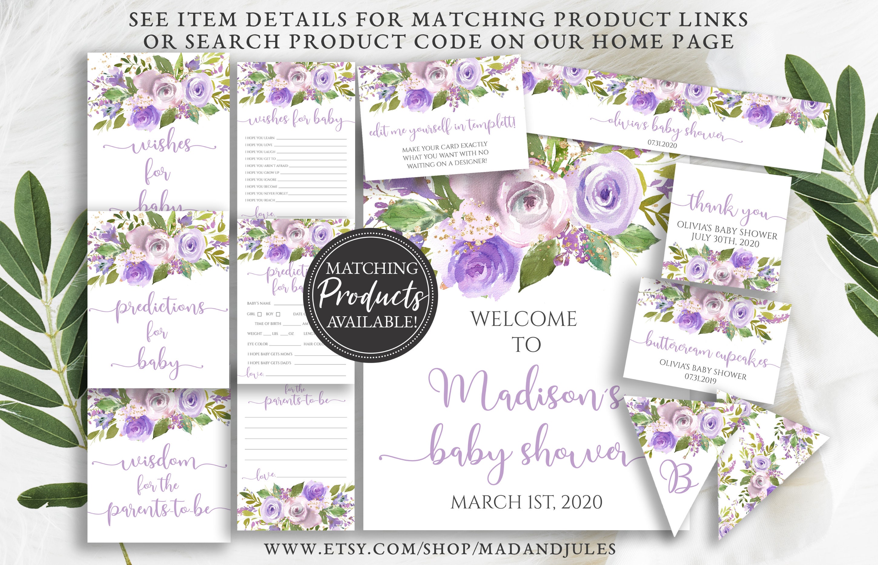 Lavender Purple Floral Word Scramble Baby Shower Game Instant - Etsy