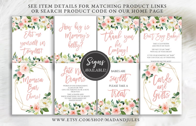 Blush Pink Nursery Rhyme Baby Shower Game Floral Flowers | Etsy