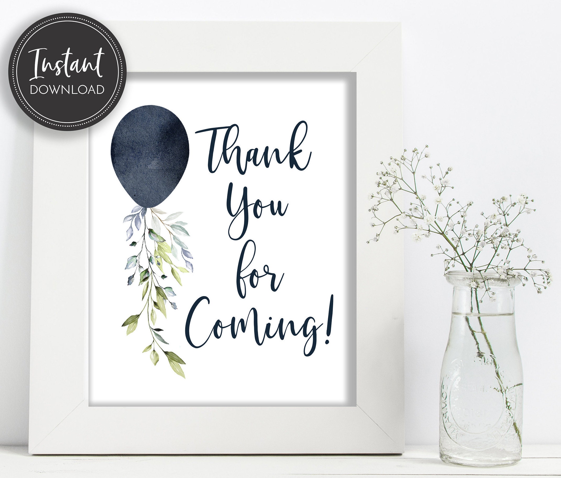 Navy Blue Balloon Thank you for Coming Sign Balloon Table | Etsy