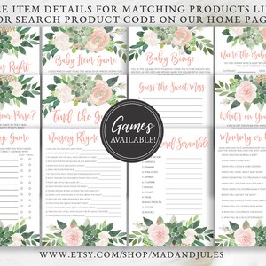 Baby Shower Word Scramble Game Pink Blush Green Succulents Watercolor ...