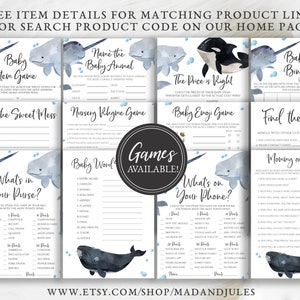 Whale Baby Shower Game Word Scramble Blue White Baby Boy Shower Digital ...