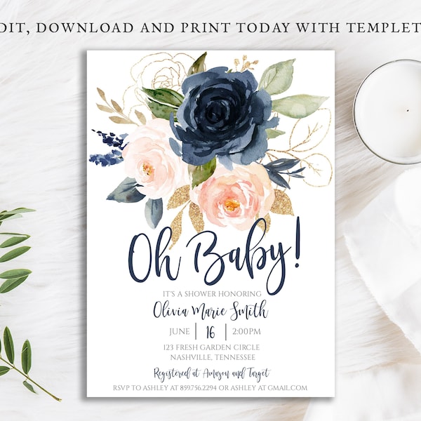 Blush and Navy - Etsy