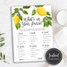 Main Squeeze Lemon Baby Shower Game, Bridal Shower Game, What's in Your ...