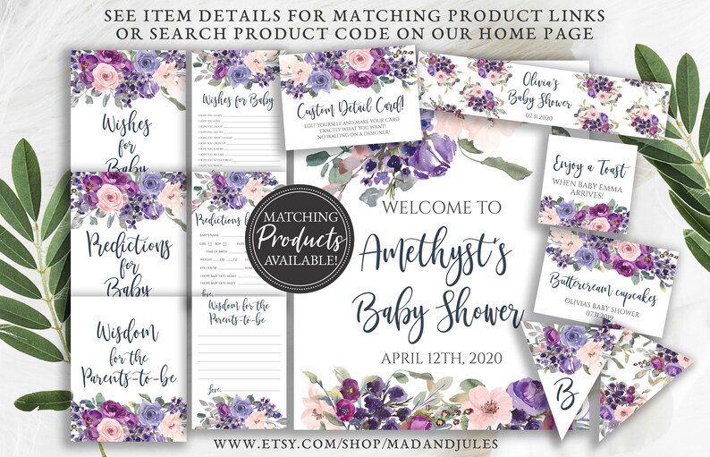 Purple Baby Shower Game Bundle Mommy Daddy Word Scramble | Etsy