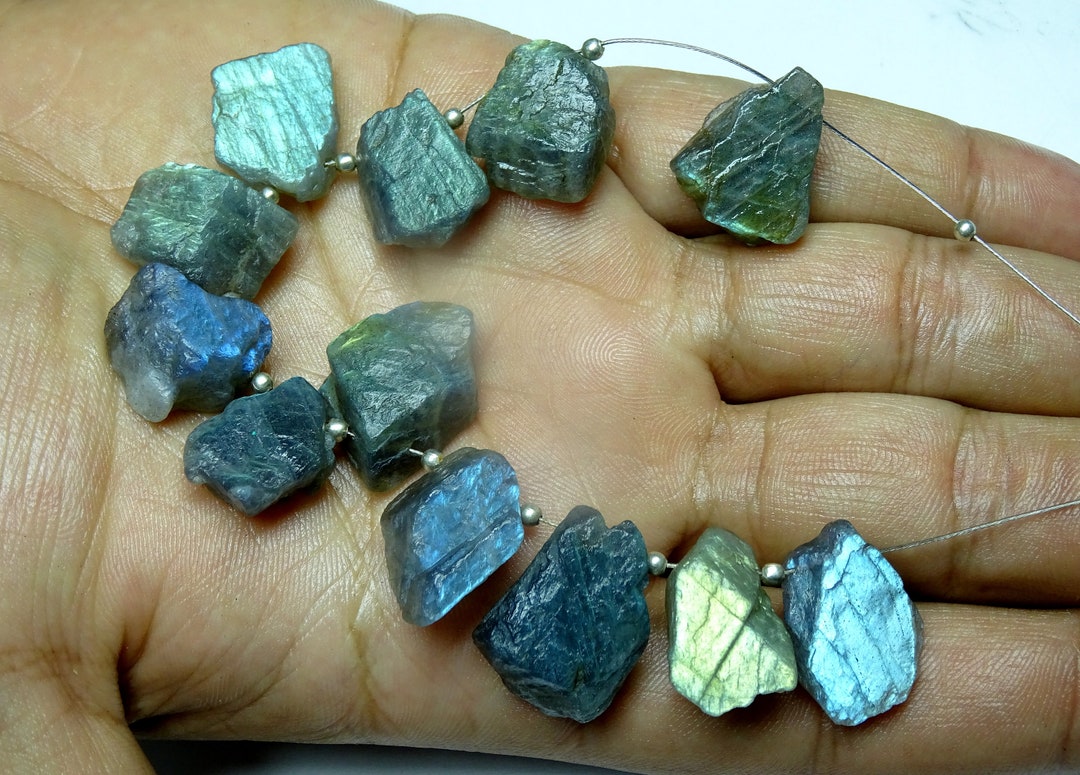 12 Pieces Bright Flashy AAA Quality Labradorite Rough, Blue Flash ...