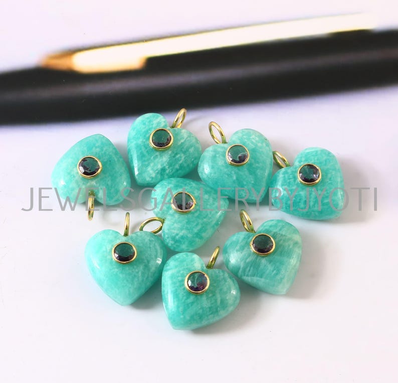 1/2 Pieces Peruvian Amazonite Smooth Heart Shape Sterling Silver ...