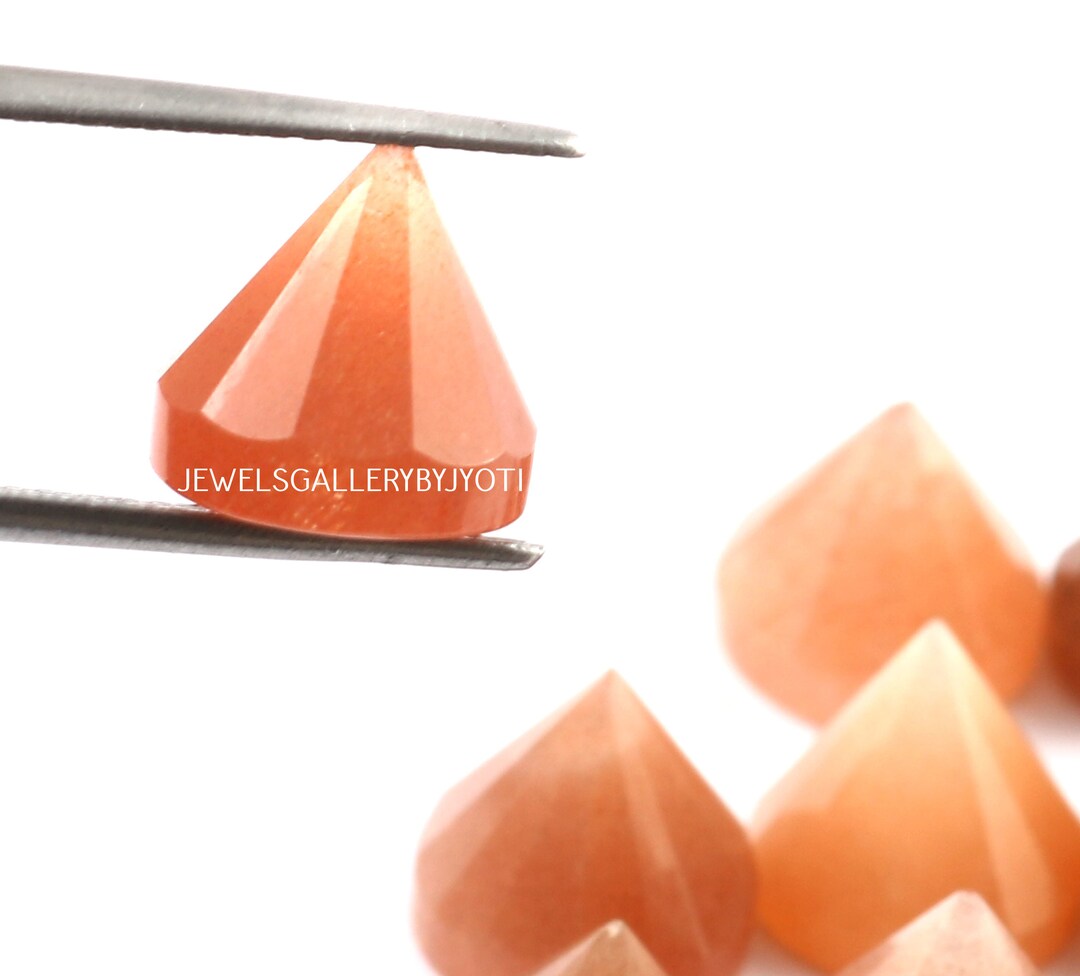 6 Pieces Peach Moonstone Cone Shape Loose Gemstones, Peach Moonstone ...