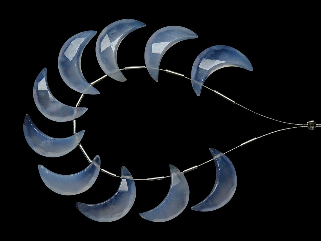 8/10 Pieces Blue Lace Agate Faceted Moons, Blue Lace Agate Faceted ...